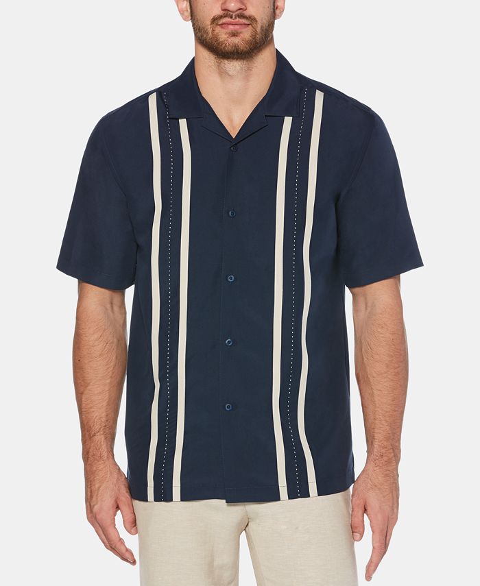 Cubavera Men's Big & Tall Stripe Panel Camp Shirt - Macy's