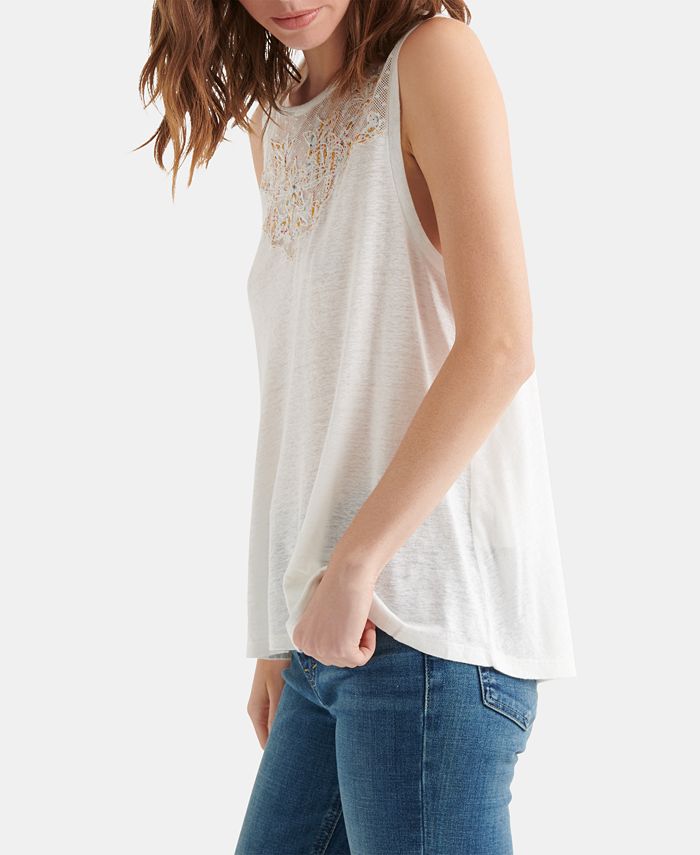 Lucky Brand Appliqué Yoke Tank Top - Macy's