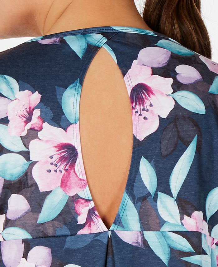 Ideology Plus Size Printed Keyhole-Back Top, Created for Macy's - Macy's