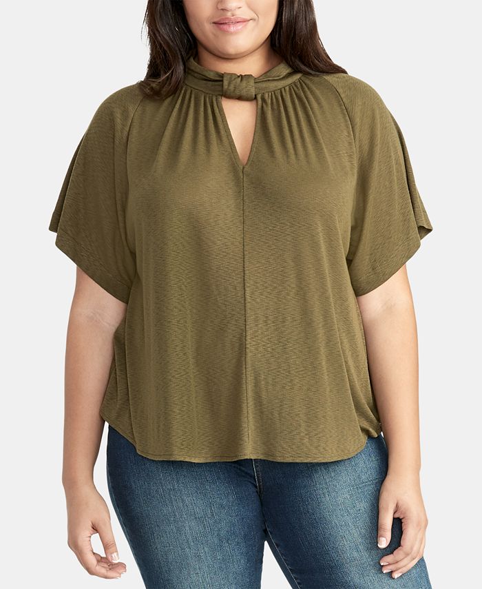 RACHEL Rachel Roy Trendy Plus Size Keyhole Knit Top - Macy's