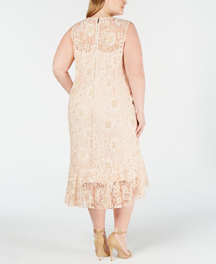 Calvin Klein Plus Size Lace High-Low Midi Dress - Macy's