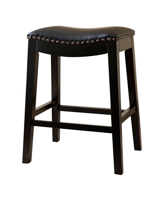 Abbyson Living Jaden Bonded Leather Saddle Short Bar Stool - Macy's