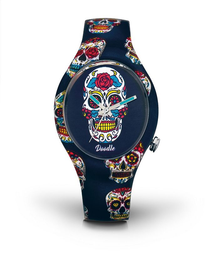 Doodle Watches Doodle Watch Blue Skull - Macy's