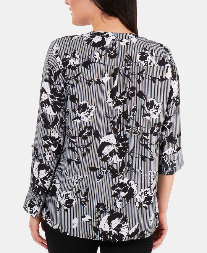 NY Collection Floral-Print Utility Top - Macy's