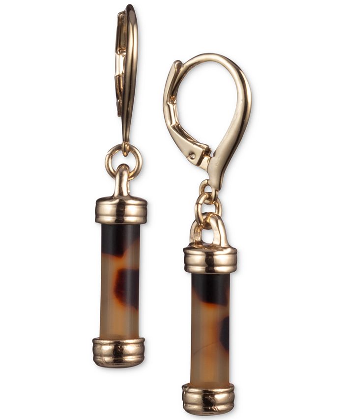 Lauren Ralph Lauren Gold-Tone Tortoise-Look Barrel Drop Earrings - Macy's