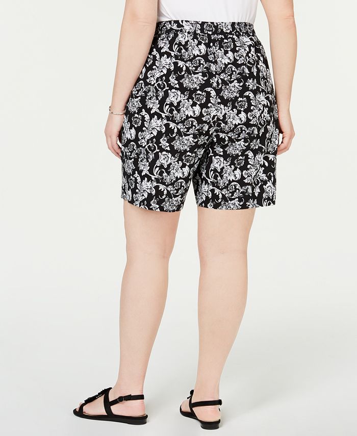 Karen Scott Plus Size Printed Drawstring Shorts, Created for Macy's ...