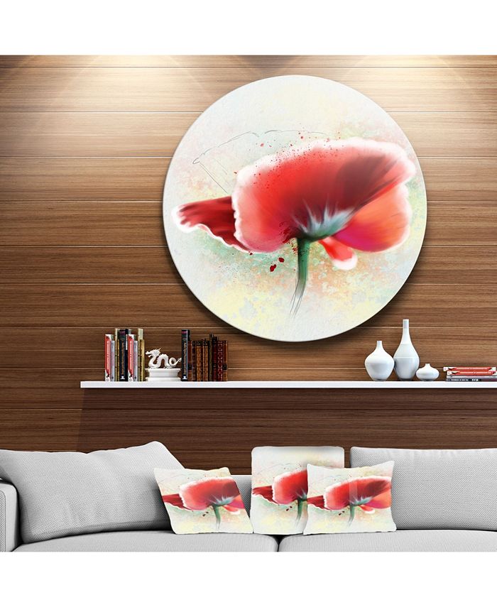 Design Art Designart 'Beautiful Red Watercolor Poppy' Disc Flowers ...