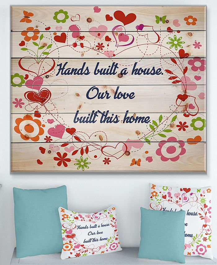 Design Art 'Hands built a house. Floral heart' Wood Wall Art - 40" x 30 ...