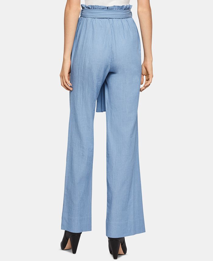 BCBGeneration Paperbag-Waist Wide-Leg Crinkle Pants - Macy's