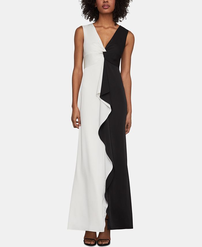 BCBGMAXAZRIA Ruffled Colorblocked Gown - Macy's