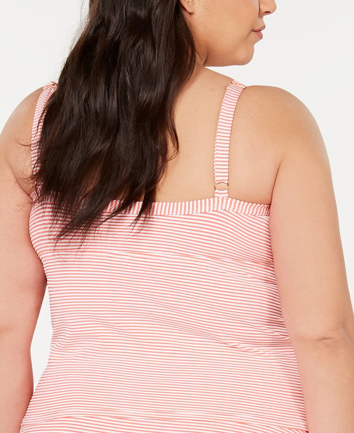 Lauren Ralph Lauren Plus Size Ruffled Seersucker Tankini Top - Macy's