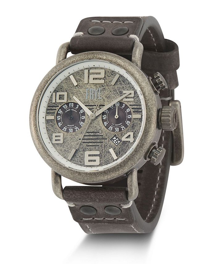 Frye Mens' Officer Chronograph Slate Leather Strap Watch - Macy's
