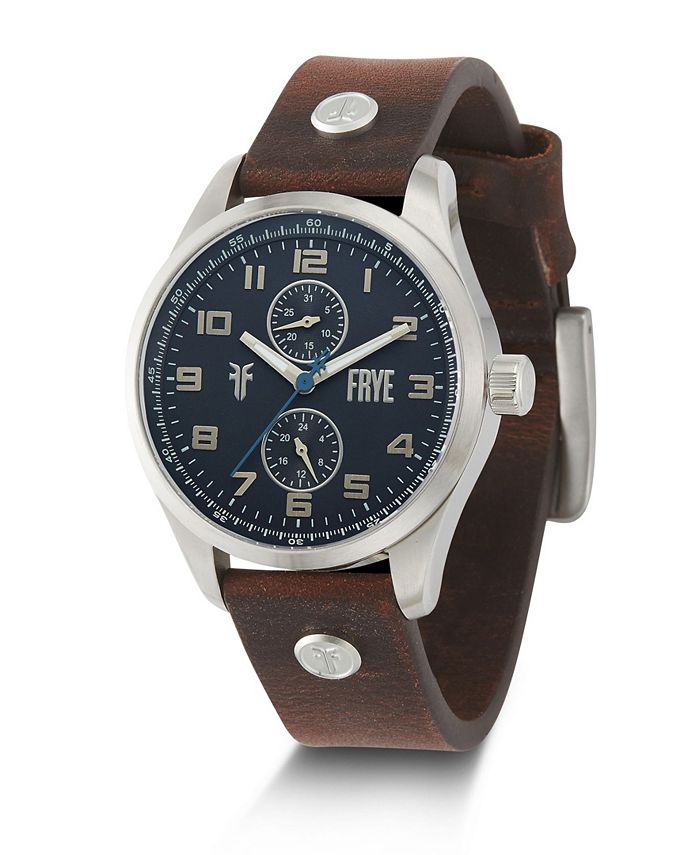 Frye Mens' Bowery Brown Leather Strap Watch - Macy's