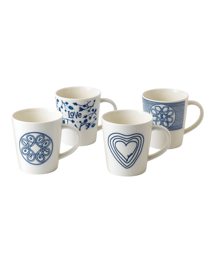 ED Ellen Degeneres Crafted by Royal Doulton Blue Love Mug, Set of 4 ...