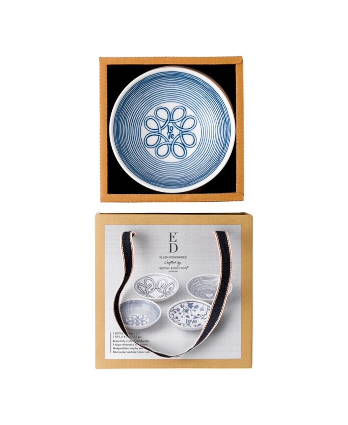 ED Ellen Degeneres Crafted by Royal Doulton Blue Love Bowl, Set of 4 ...