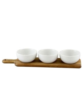 Gracious Dining 3 Piece Tidbit Bowl Set on Wood Paddle - Macy's