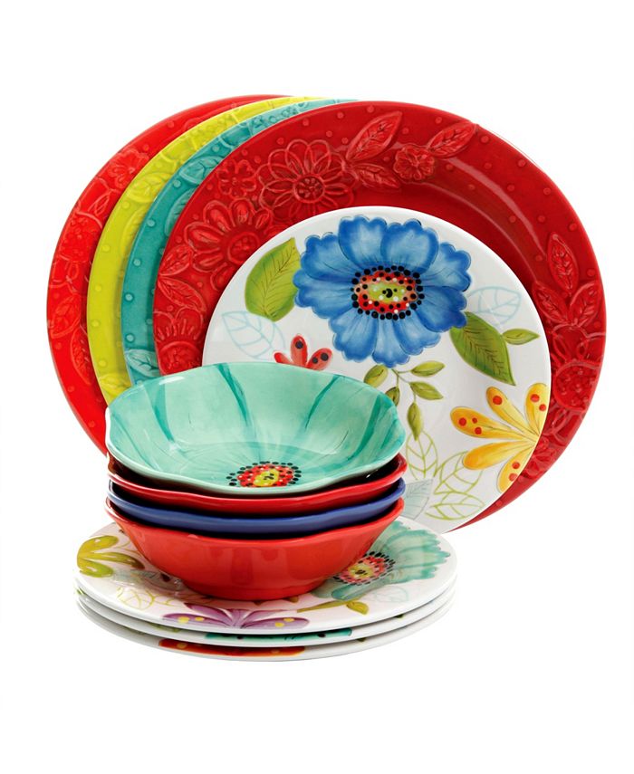 Flora 12 Piece Mix and Match Dinnerware Set - Macy's
