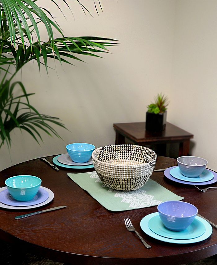 Laurie Gates Brist 12 Piece Melamine Dinnerware Set - Macy's