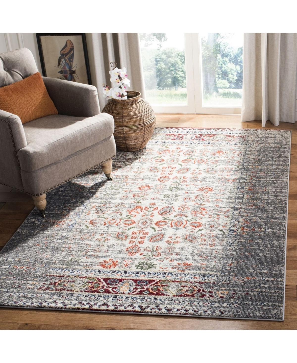 Click here for Safavieh Monaco MNC208 51 x 77 Area Rug - Grey/Ivo... prices
