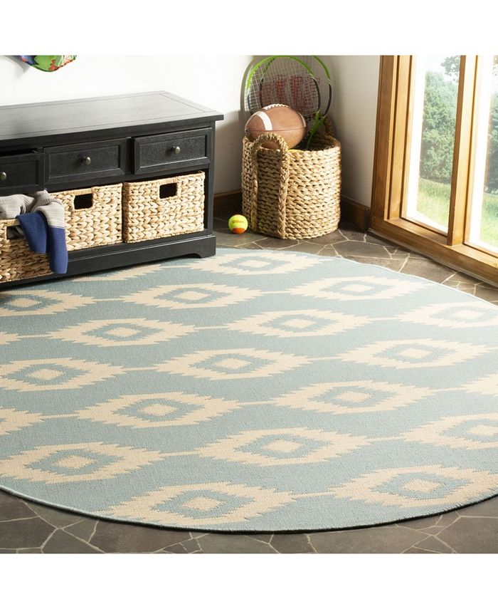 Safavieh Linden Cream and Aqua 6'7" x 6'7" Round Area Rug - Macy's