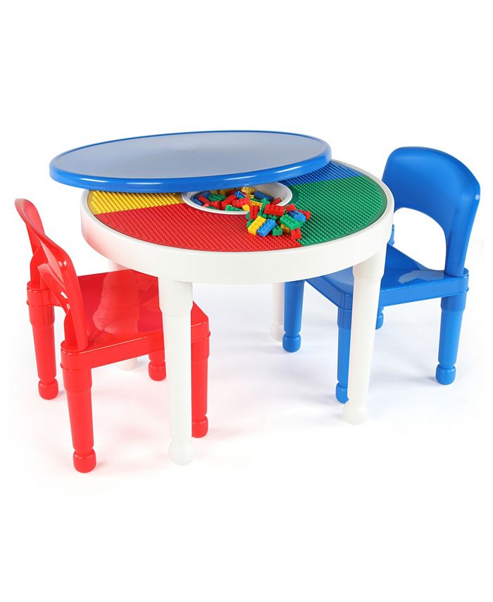 Humble Bee Kids Round Lego-compatible Table and 2 Chairs Set - Macy's