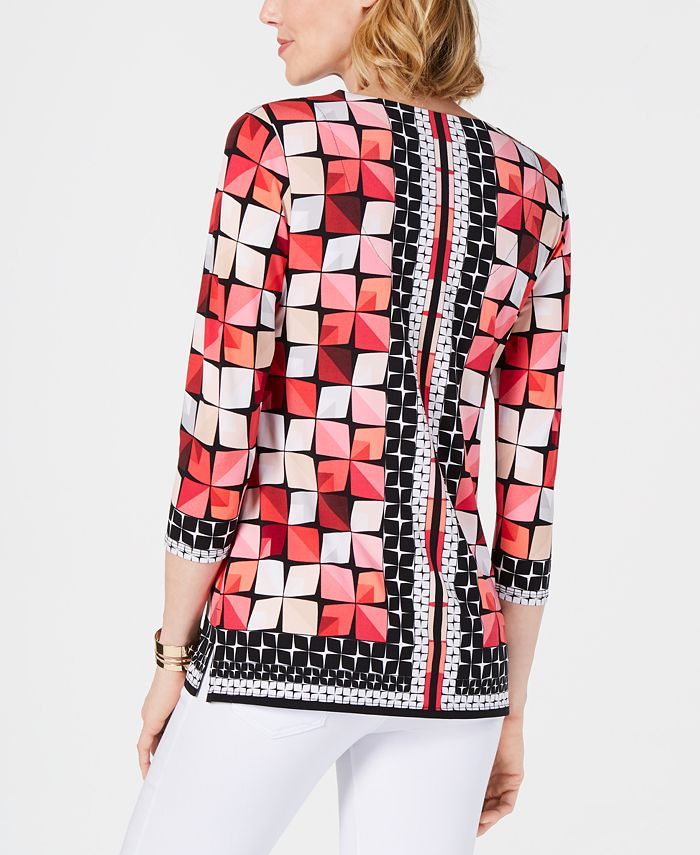 JM Collection Petite Lace-Up Tunic, Created for Macy's - Macy's