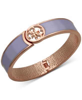 GUESS Rose Gold-Tone Purple Hinge Bangle Bracelet - Macy's
