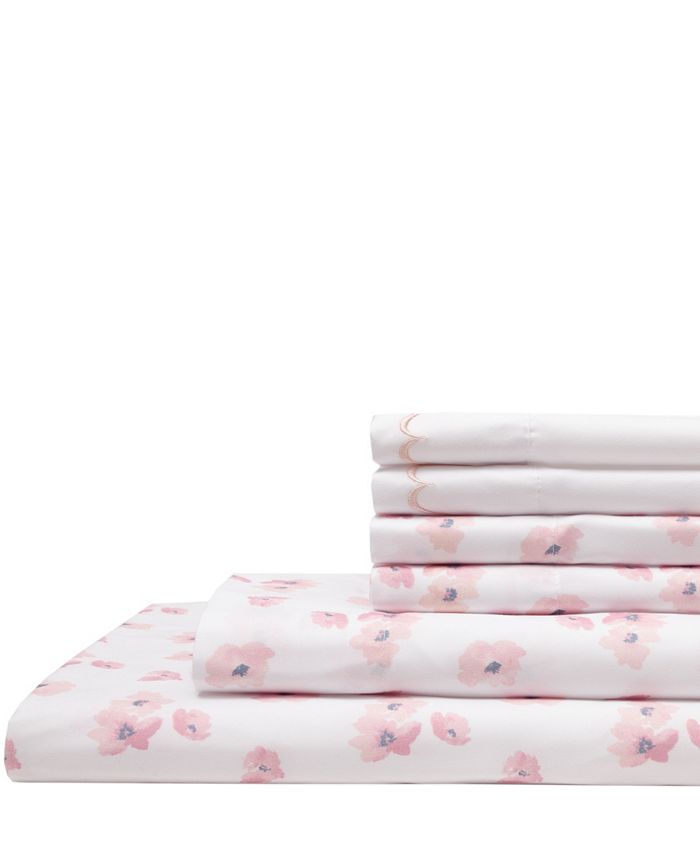 Elite Home Spring Meadow Print/ Embroidered Queen Sheet Sets - Macy's