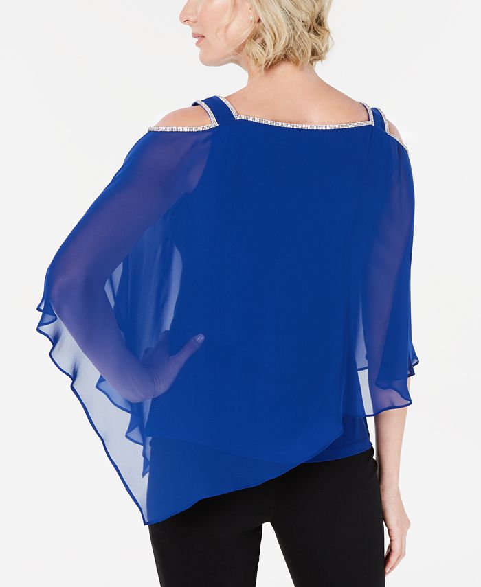 MSK Rhinestone-Trim Overlay Top - Macy's