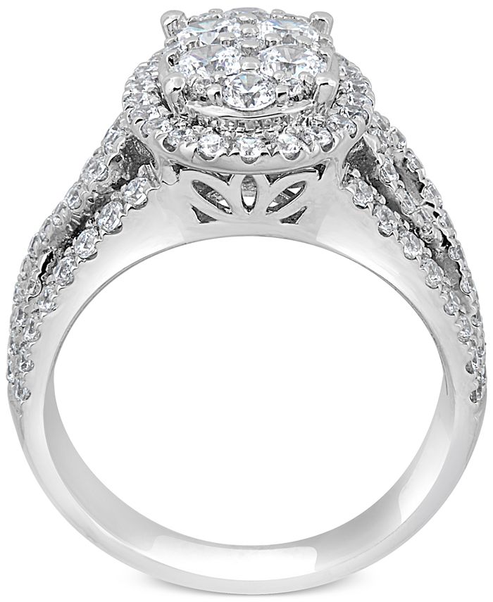 Macy's Diamond Halo 3-Piece Bridal Set (2 ct. t.w.) in 14k White Gold ...