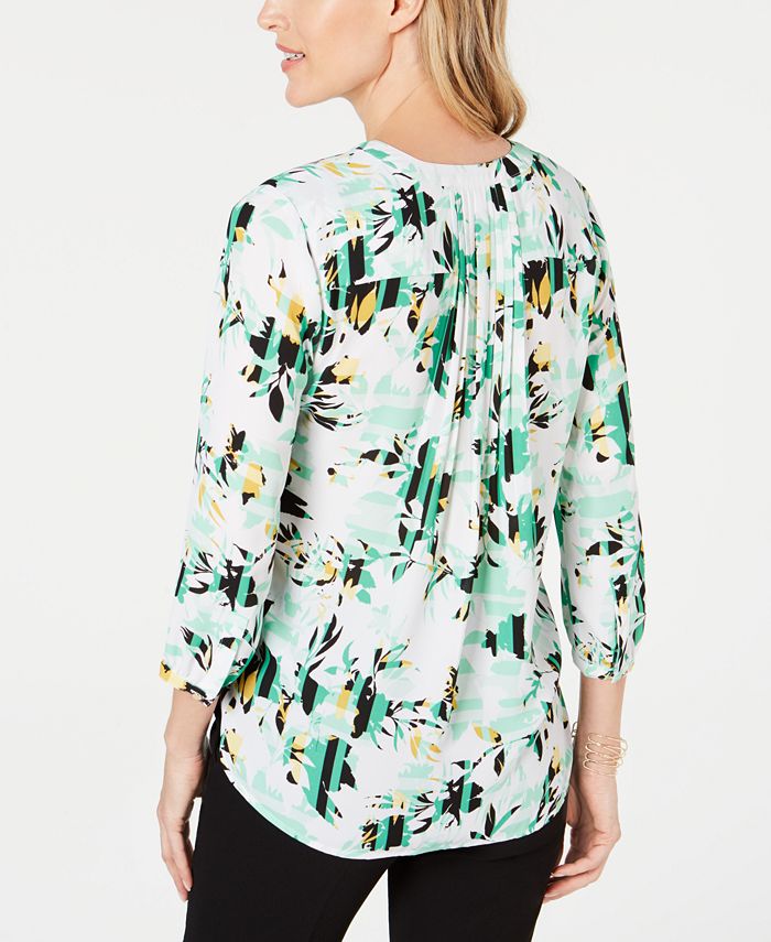 JM Collection Printed Pleated-Back Blouse, Created for Macy's - Macy's