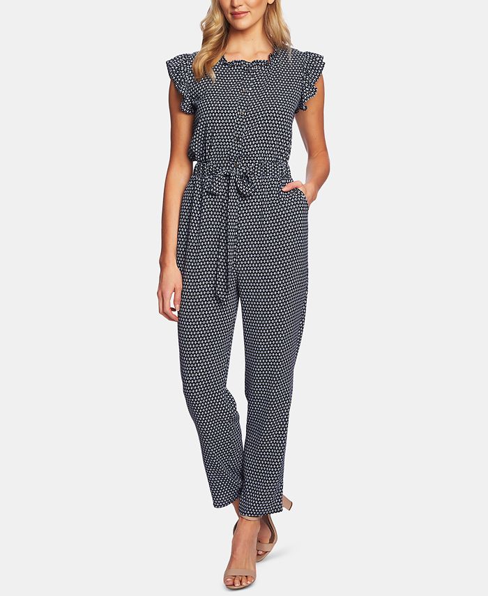 CeCe Printed Ruffled Jumpsuit - Macy's