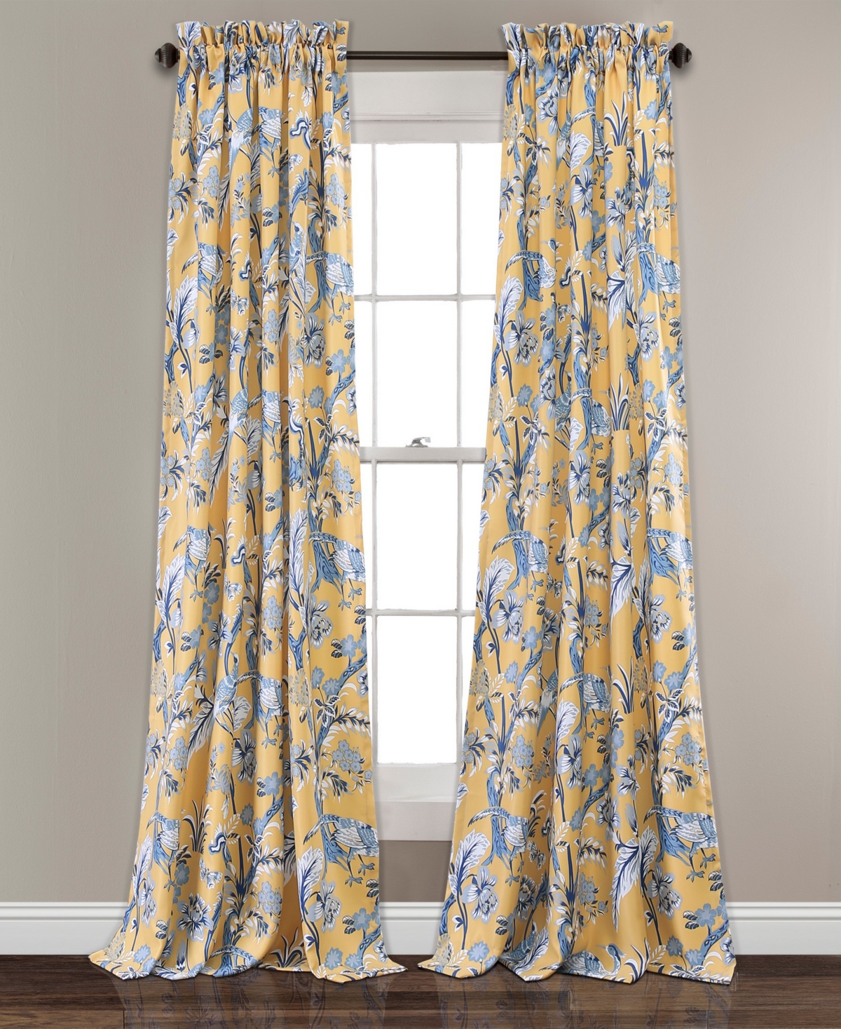 Click here for Dolores 52 x 84 Botanical Print Curtain Set - Yell... prices