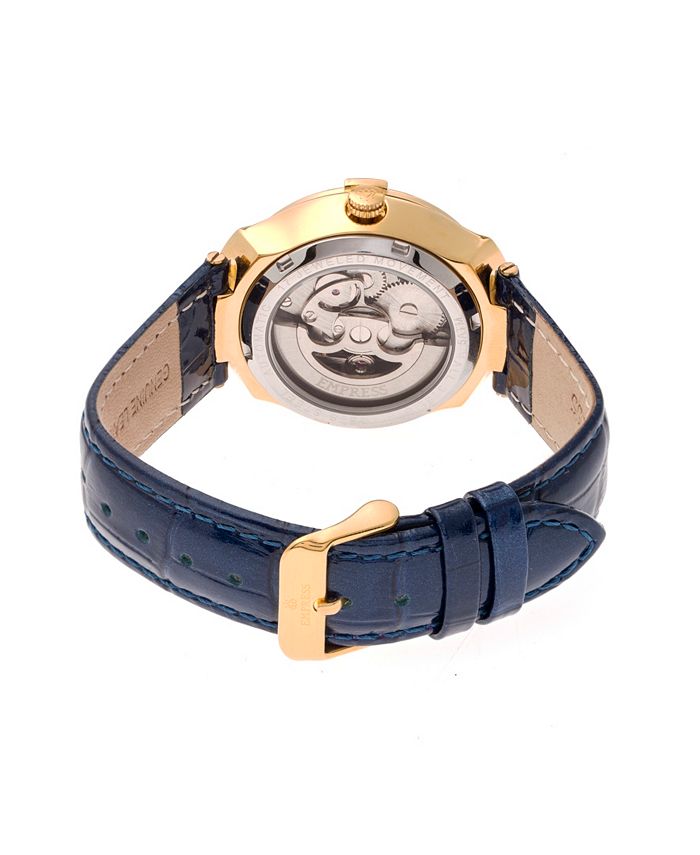 Empress Francesca Automatic Navy Leather Watch 35mm - Macy's
