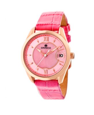 Empress Messalina Automatic Pink Leather Watch 34mm - Macy's