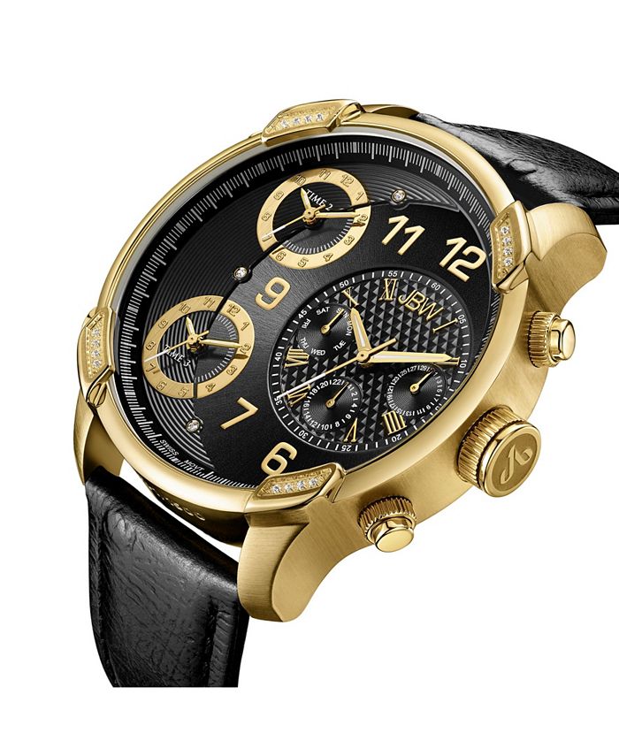 Jbw Men's Limited Edition G4 Leather Diamond (1/5 ct.t.w.) 18k Gold ...