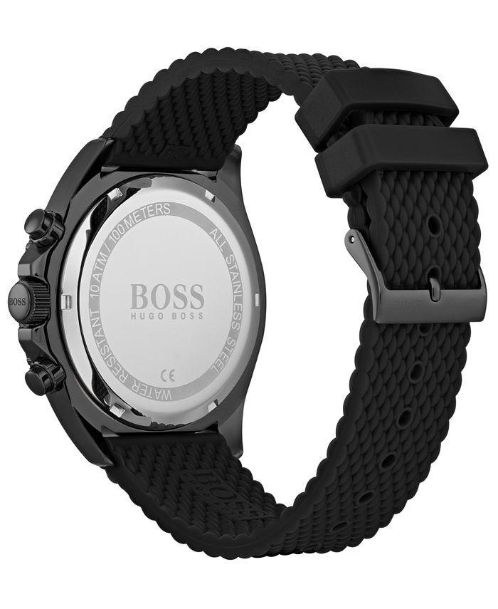 BOSS Men's Chronograph Ocean Edition Black Stainless Steel Mesh ...