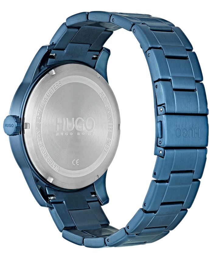 HUGO Men's #Discover Blue Stainless Steel Bracelet Watch 46mm - Macy's