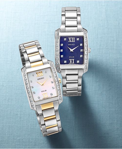 Seiko Women's Solar Diamond Collection Diamond-Accent Stainless Steel ...