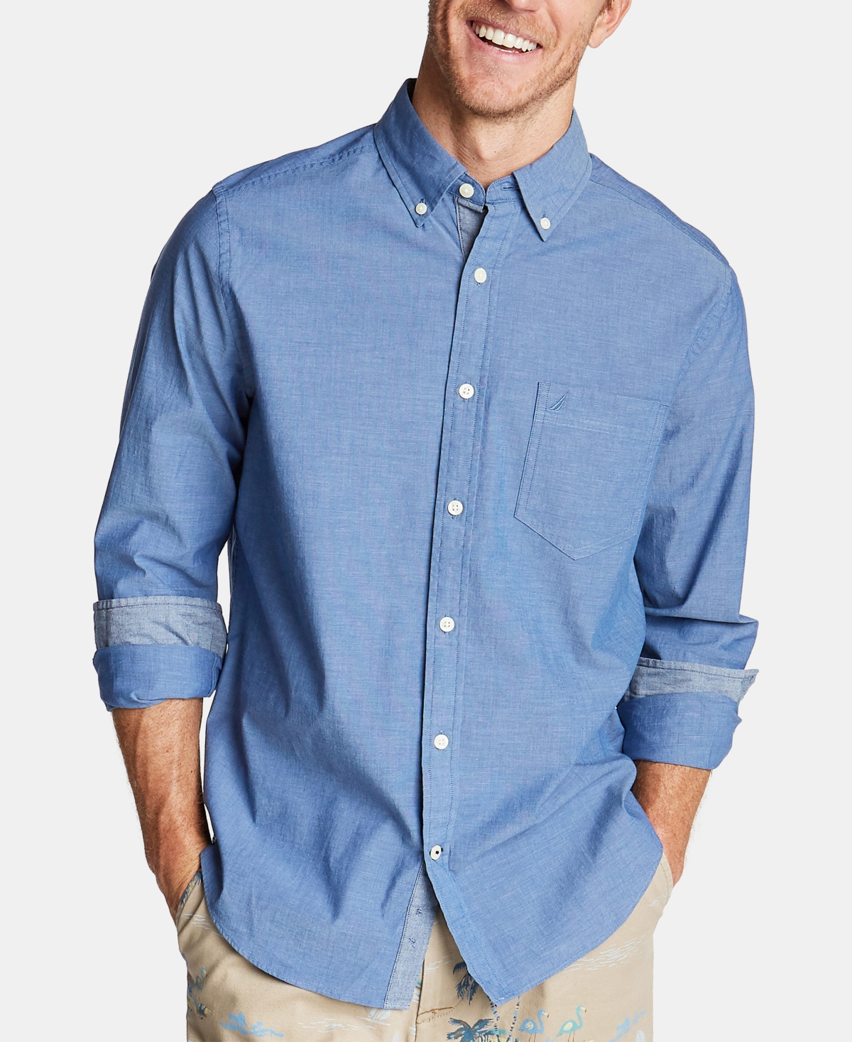Click here for Nautica Mens Classic-Fit Stretch Solid Oxford Butt... prices