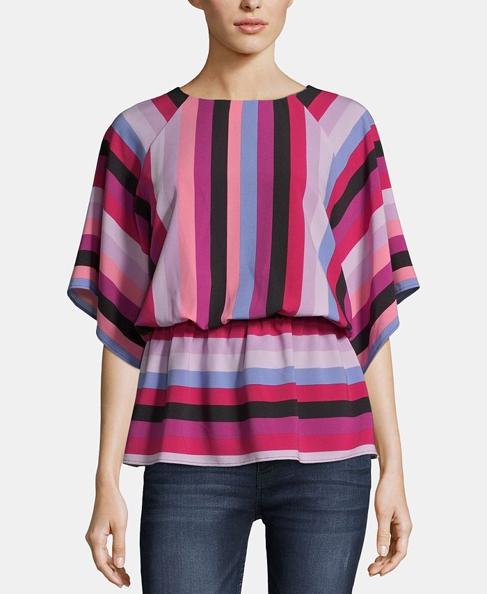 ECI Striped Peplum Top - Macy's