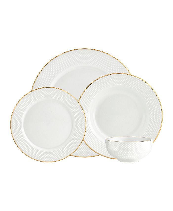 Godinger Pique Gold 16-PC Plain Dinnerware Set, Service for 4 - Macy's