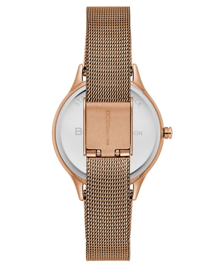 BCBGeneration Ladies Rose Gold Mesh Bracelet Watch with Affirmation ...