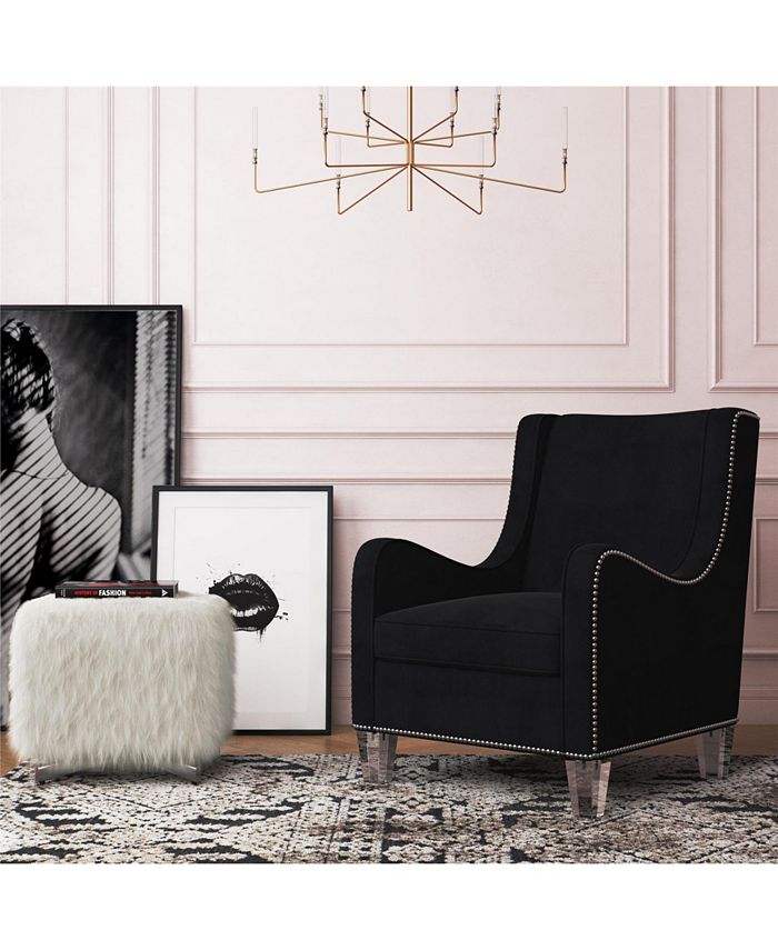 CosmoLiving by Cosmopolitan Nixon Acrylic Leg Velvet Accent Chair with ...