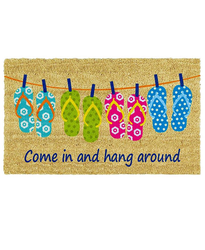 Home & More Flip-flop Fun Coir/Vinyl Doormat, 17" x 29" - Macy's