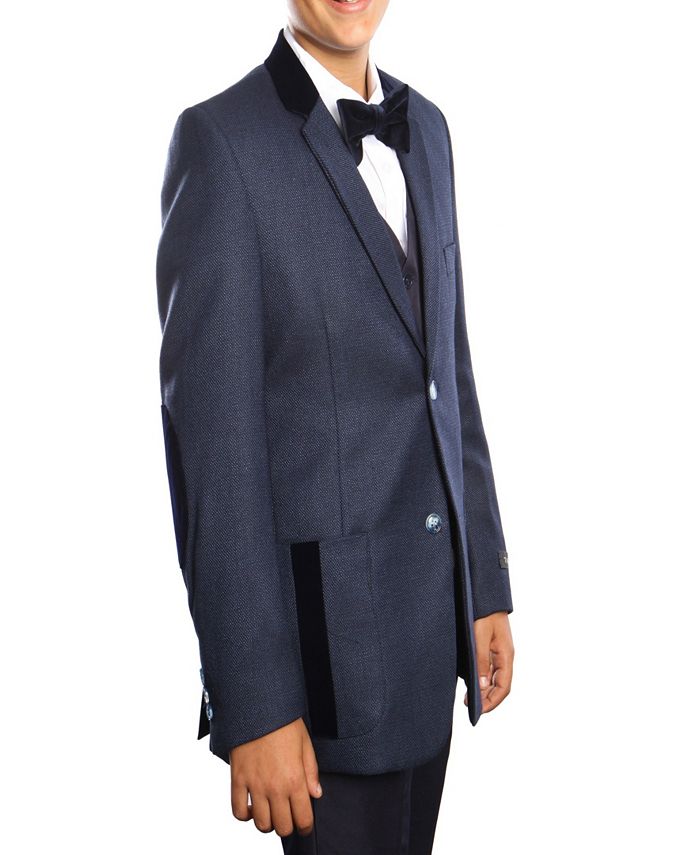 Perry Ellis Tazio Single Breasted Elbow Patch 2 Button Vested Suits for ...