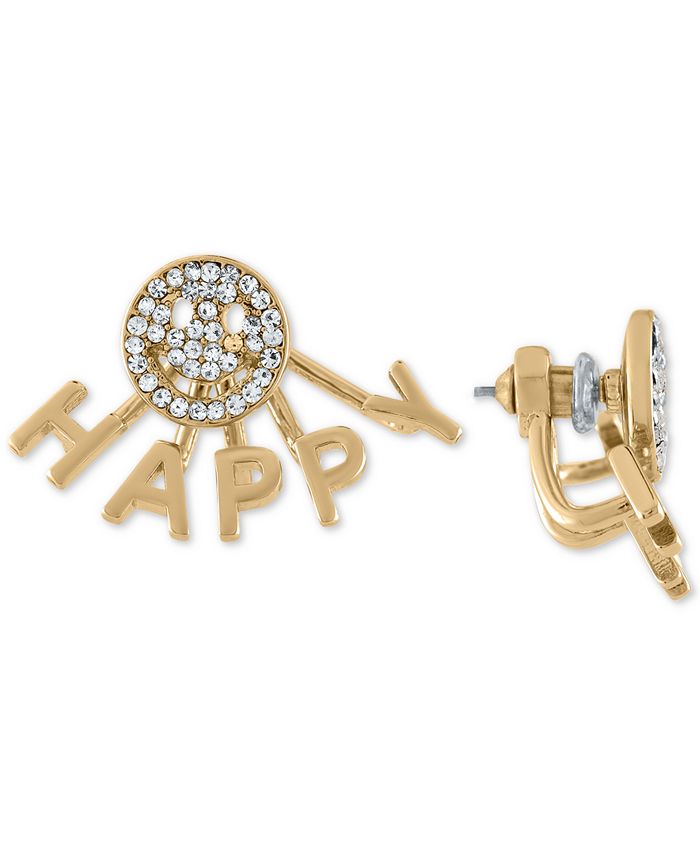 RACHEL Rachel Roy Gold-Tone Pavé Smiley Happy & Joy Mismatch Front-and ...