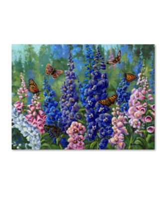 Wanda Mumm 'Butterfly And Delphinium' Canvas Art - 32" x 24" x 2" - Macy's