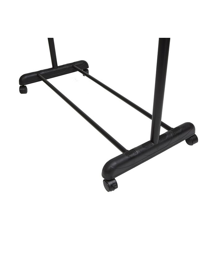 Mind Reader Adjustable Metal 2 Tier Double Rod Rolling Garment Rack ...