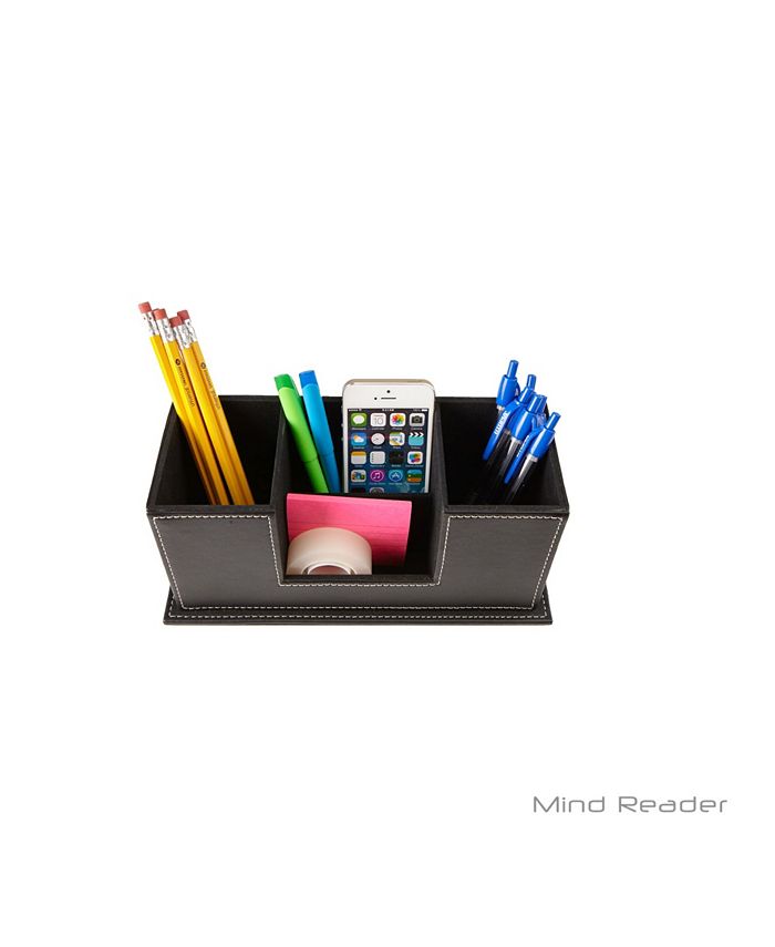 Mind Reader Faux Leather 4 Compartment Desk Organizer - Macy's